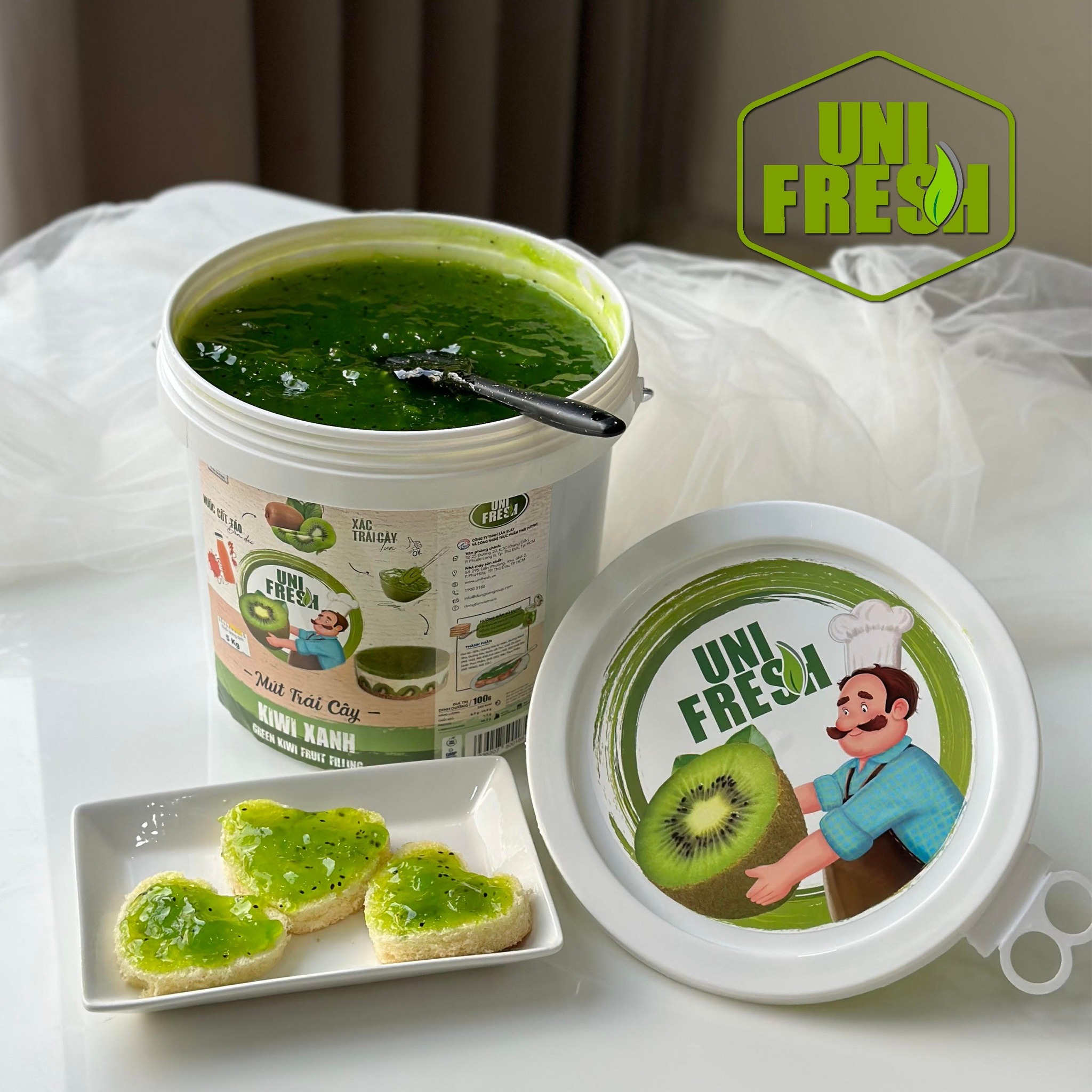 Mứt Kiwi Unifresh Xô (5kg) - Siêu Thị Ngành Bánh - dungculambanh.com.vn